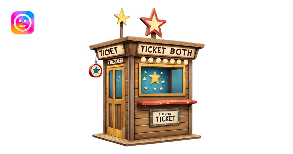 A ticket booth with retro lights and star-shaped sign. emoji | AI Emoji ...