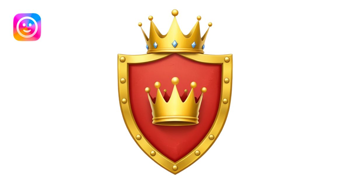 red flag with a crown over a shield formed with a yellow chains emoji ...