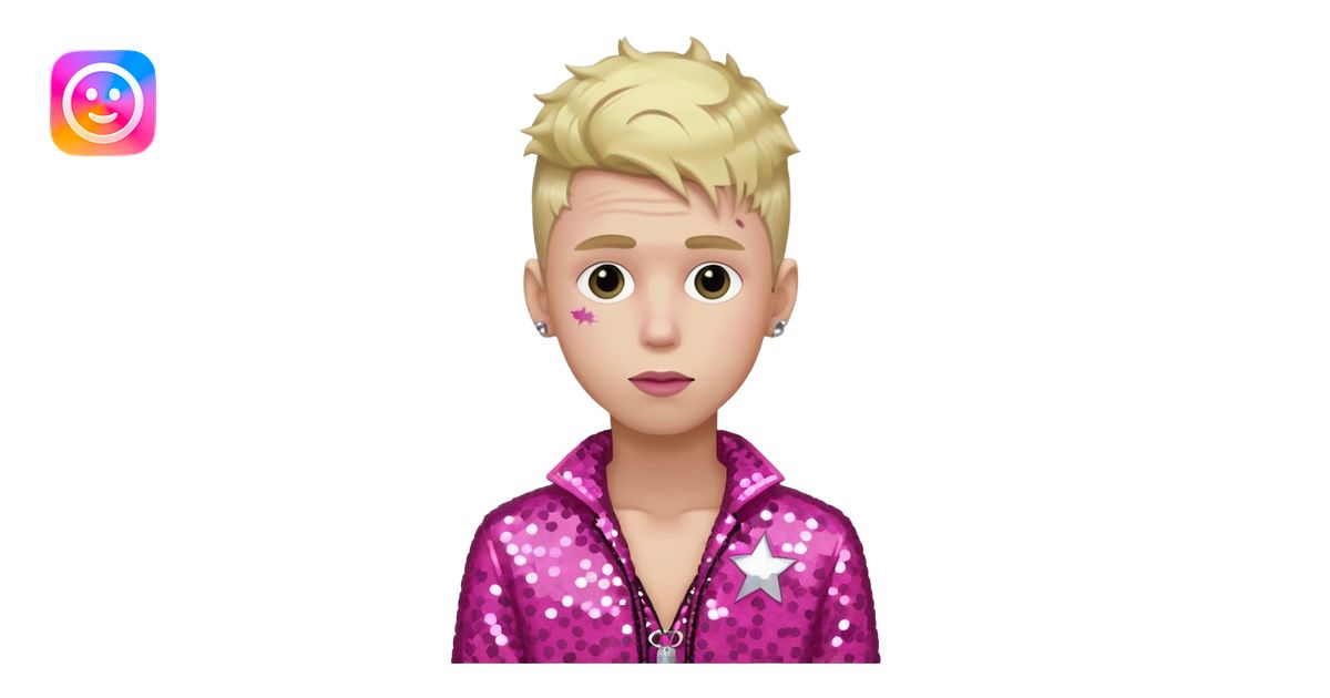 Machine Gun Kelly with blonde hair, dark pink sequin outfit emoji | AI ...
