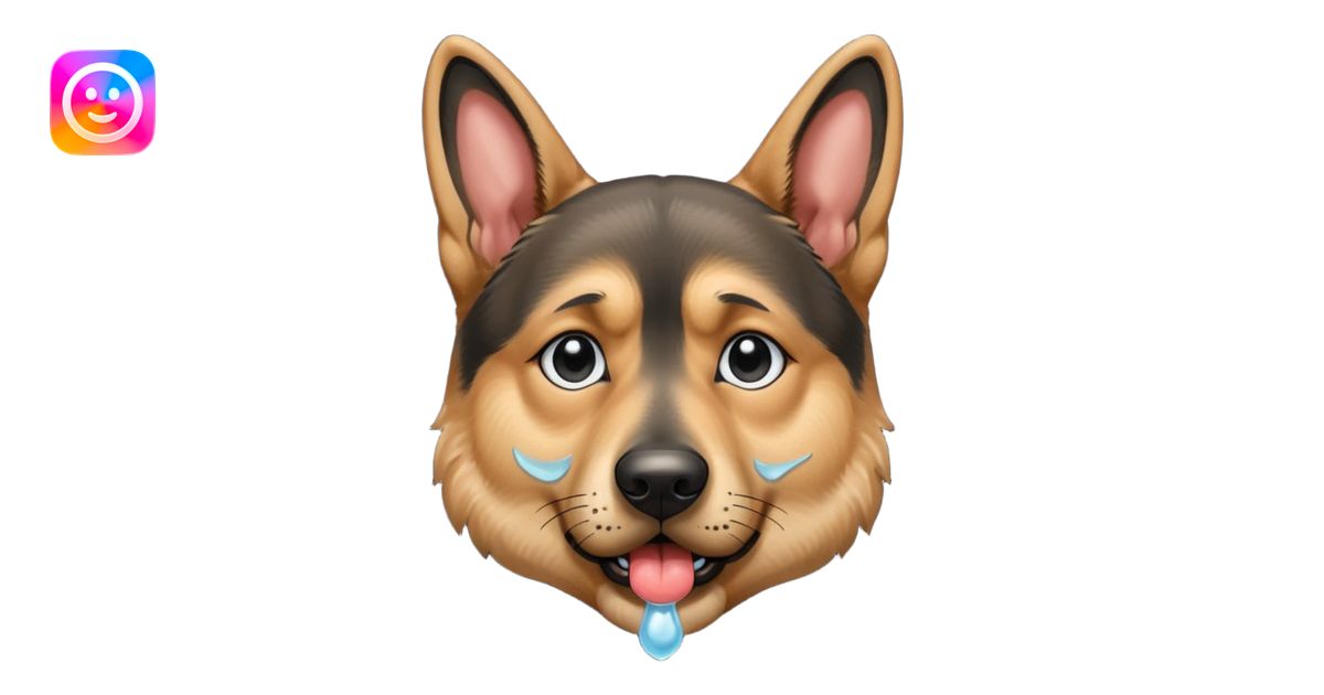 all black german shepherd face crying large tears looking sad emoji ...
