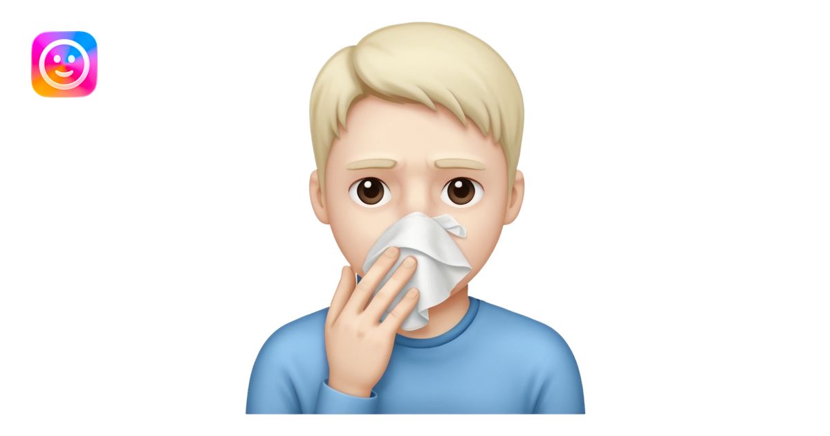 sick person with tissue on nose, and is shaking. emoji | AI Emoji Generator
