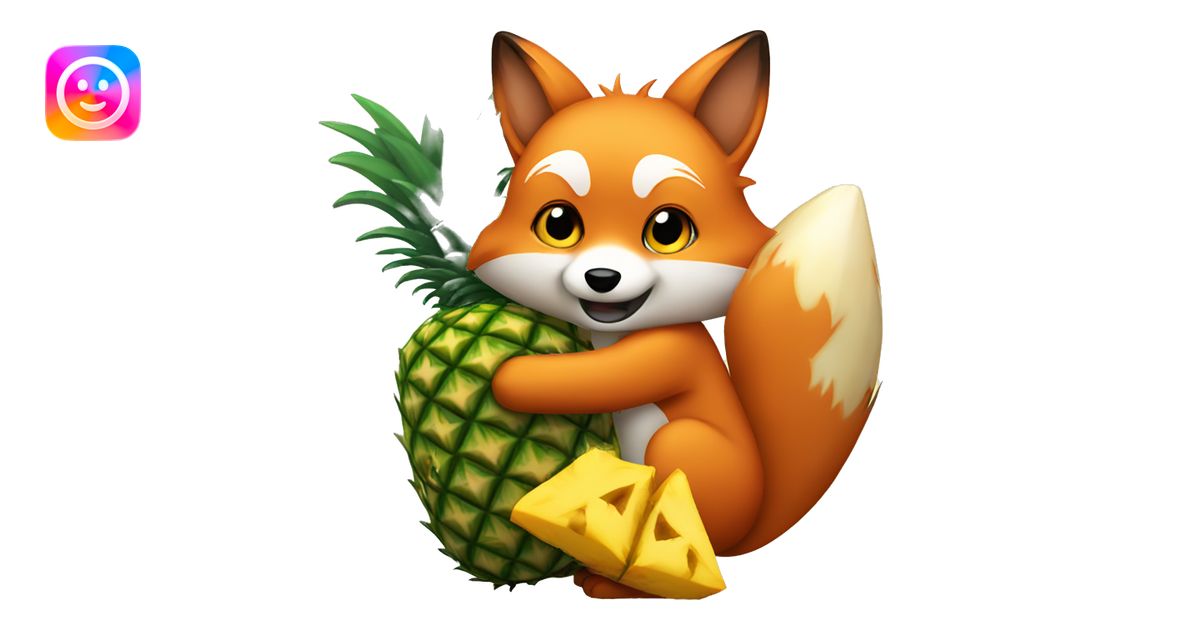 Fox hugging a pineapple emoji | AI Emoji Generator