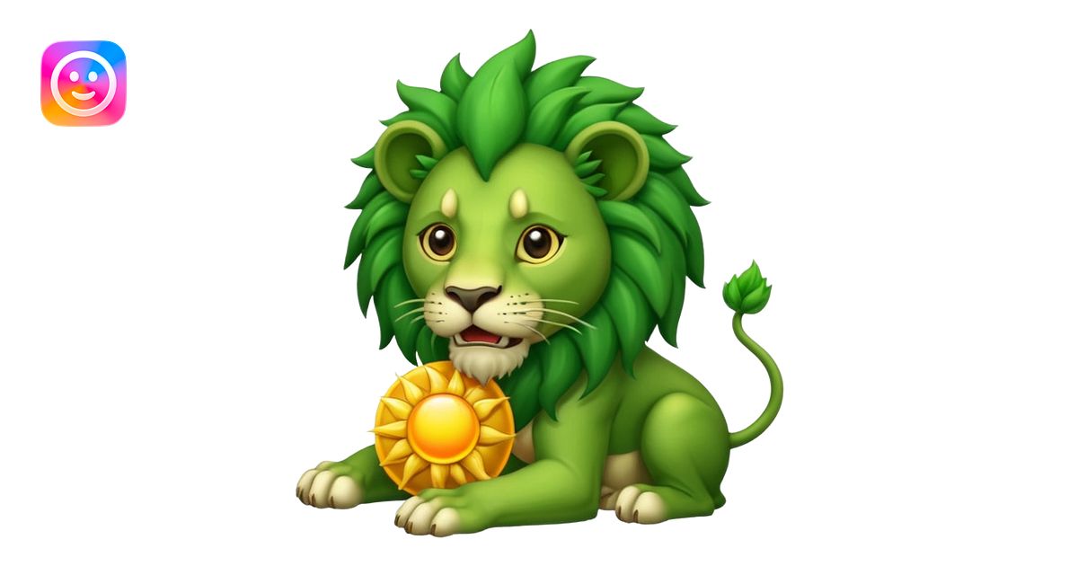 Alchemist style green lion devouring sun emoji | AI Emoji Generator