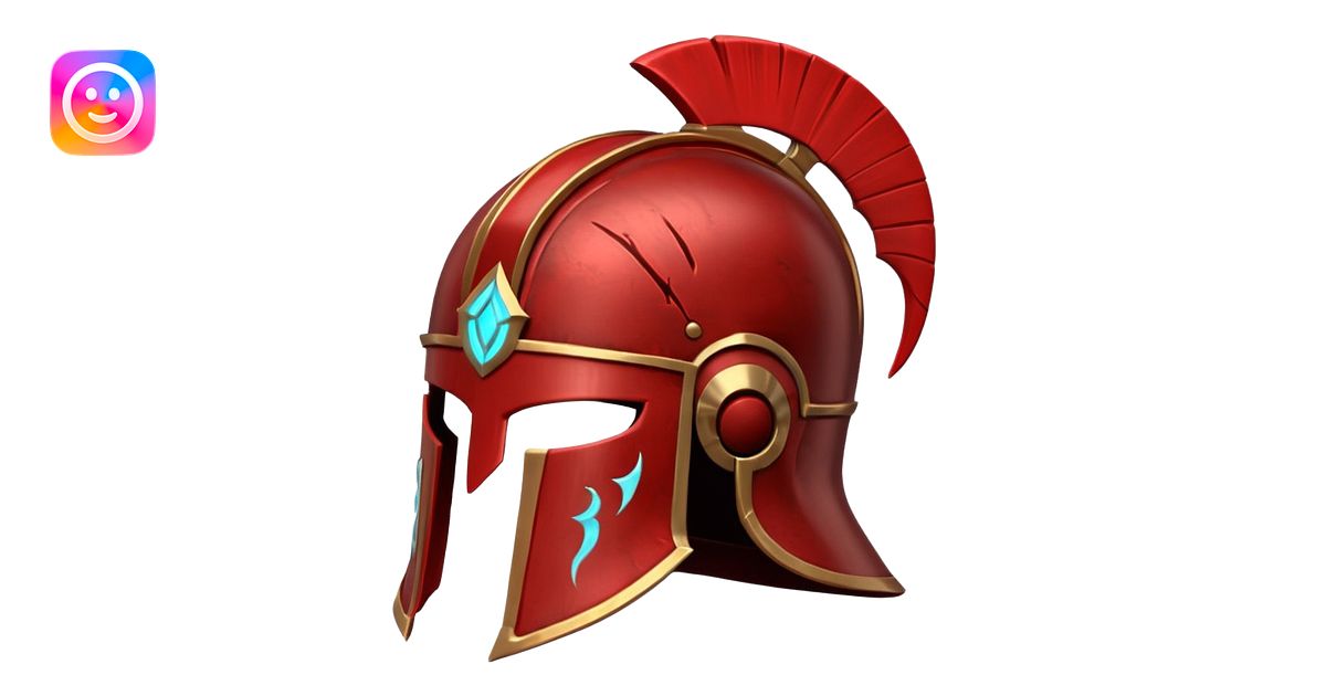 Ares legendary helmet object icon, ancient Greek helmet with glowing ...