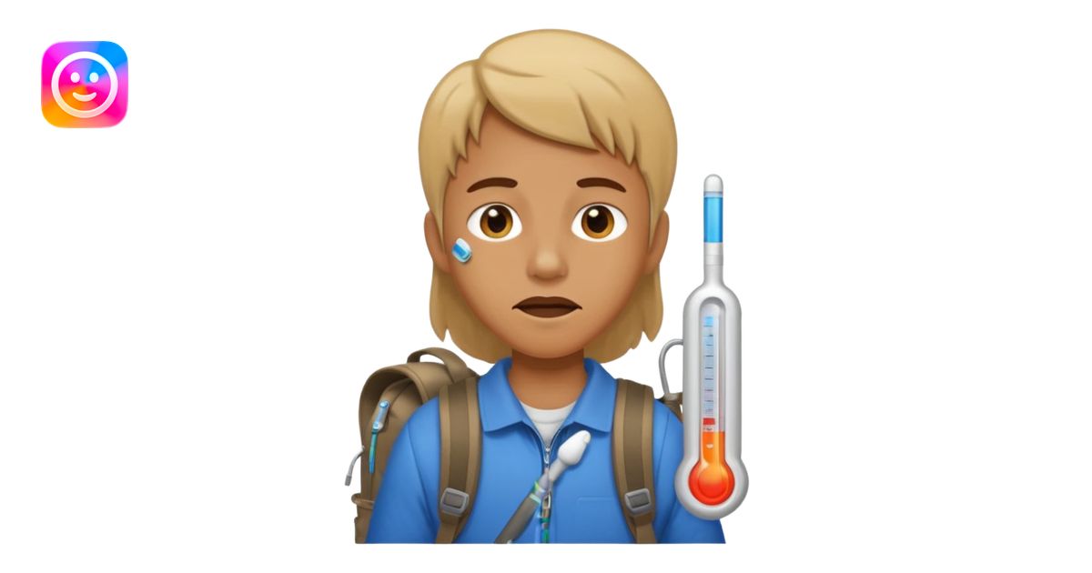 person travelling with backpack and a fever thermometer in there mouth ...
