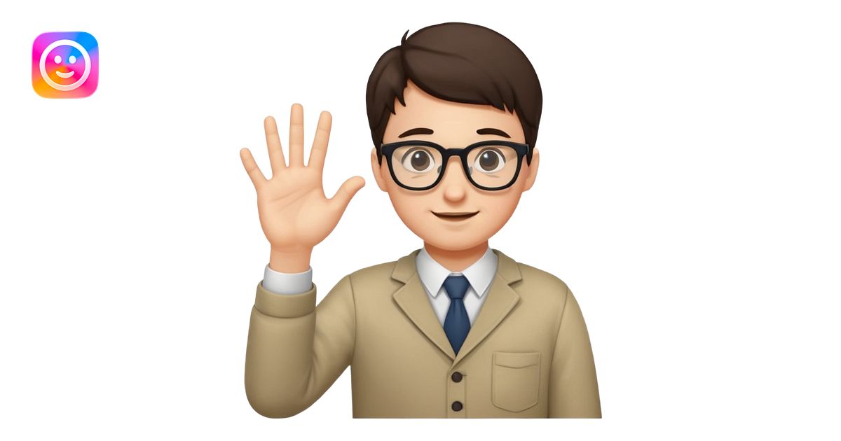 NERD WITH GLASSES USING ONE HAND PUSH emoji | AI Emoji Generator