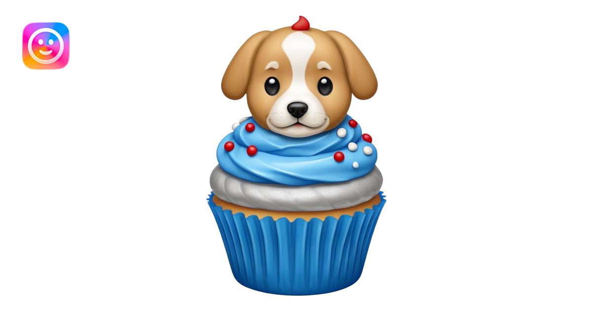 Cupcake with a dog and with gloden and silver and blue and red icing ...