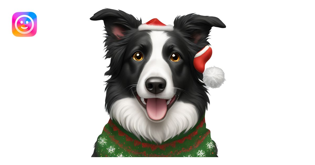Realistic Border Collie wearing christmas Sweatshirt emoji | AI Emoji ...