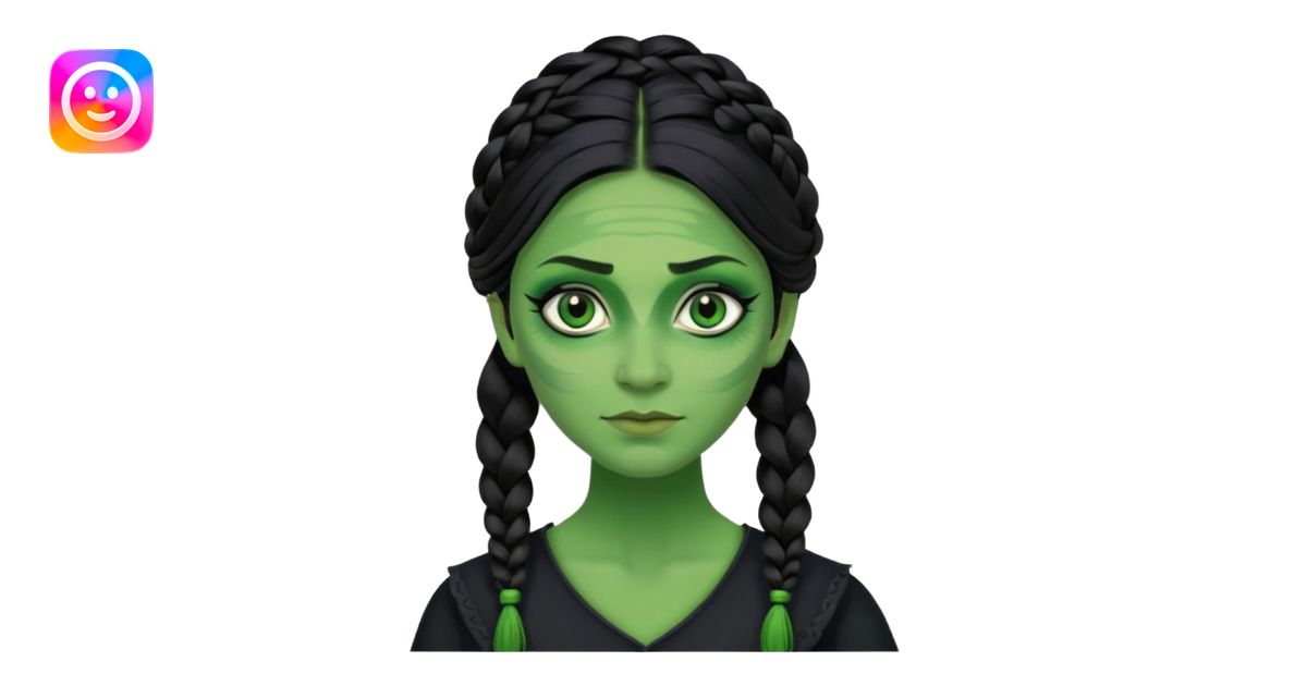 wicked elphaba cynthia one_sided braid black hair emoji | AI Emoji ...