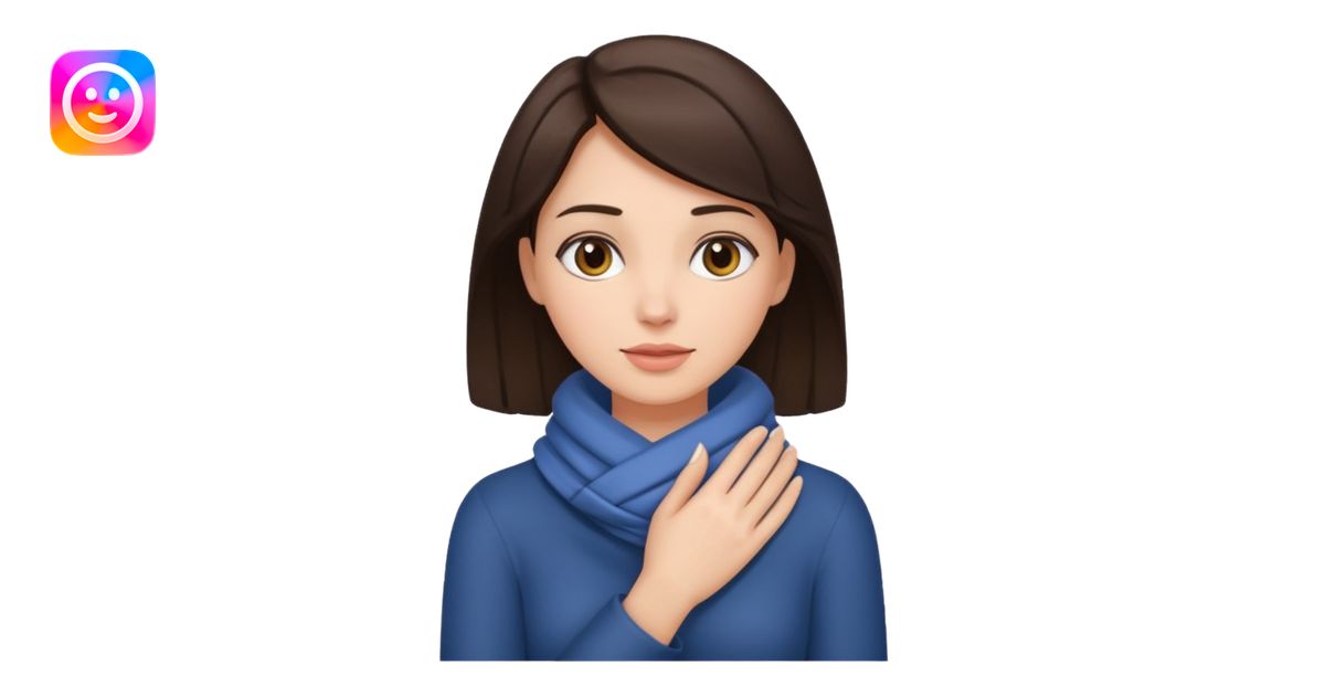 a brunette woman with her hands wrapped fully around her neck emoji ...