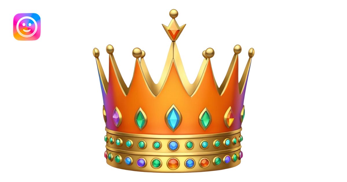 3d crown orange in color with rainbow inlay emoji | AI Emoji Generator