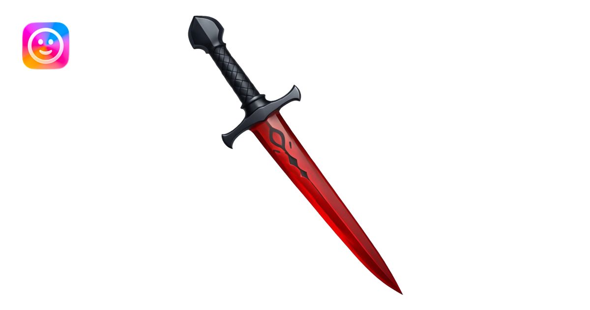 iOS emoji, dark fantasy dagger, obsidian blade, runes, blood drop ...