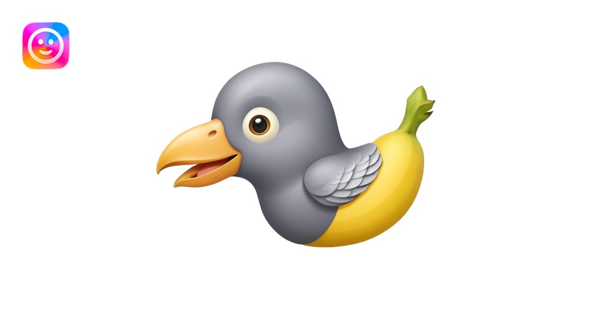 A banana in pigeon's beak emoji | AI Emoji Generator