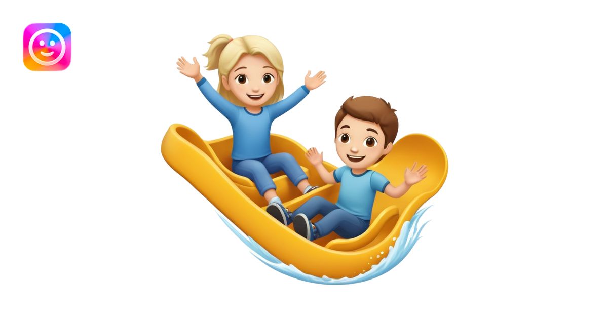 two children sliding together, happy and energetic emoji | AI Emoji ...