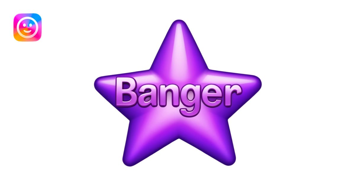 The word "banger" surrounded by purple stars emoji | AI Emoji Generator