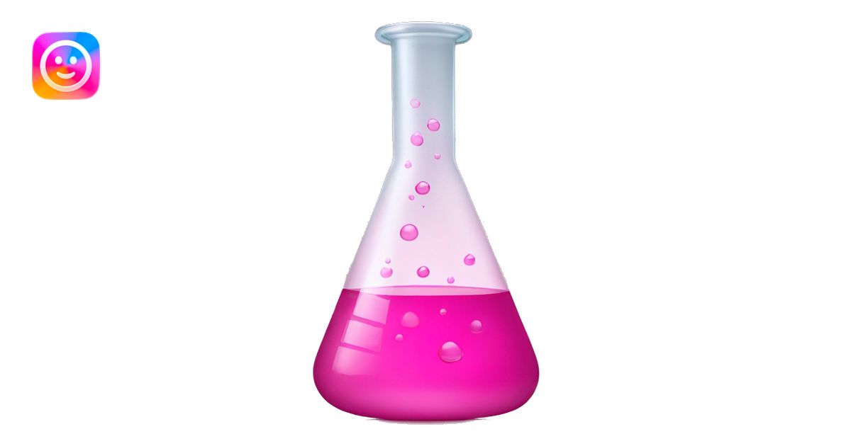 pink liquid in lab Erlenmeyer flask emoji | AI Emoji Generator