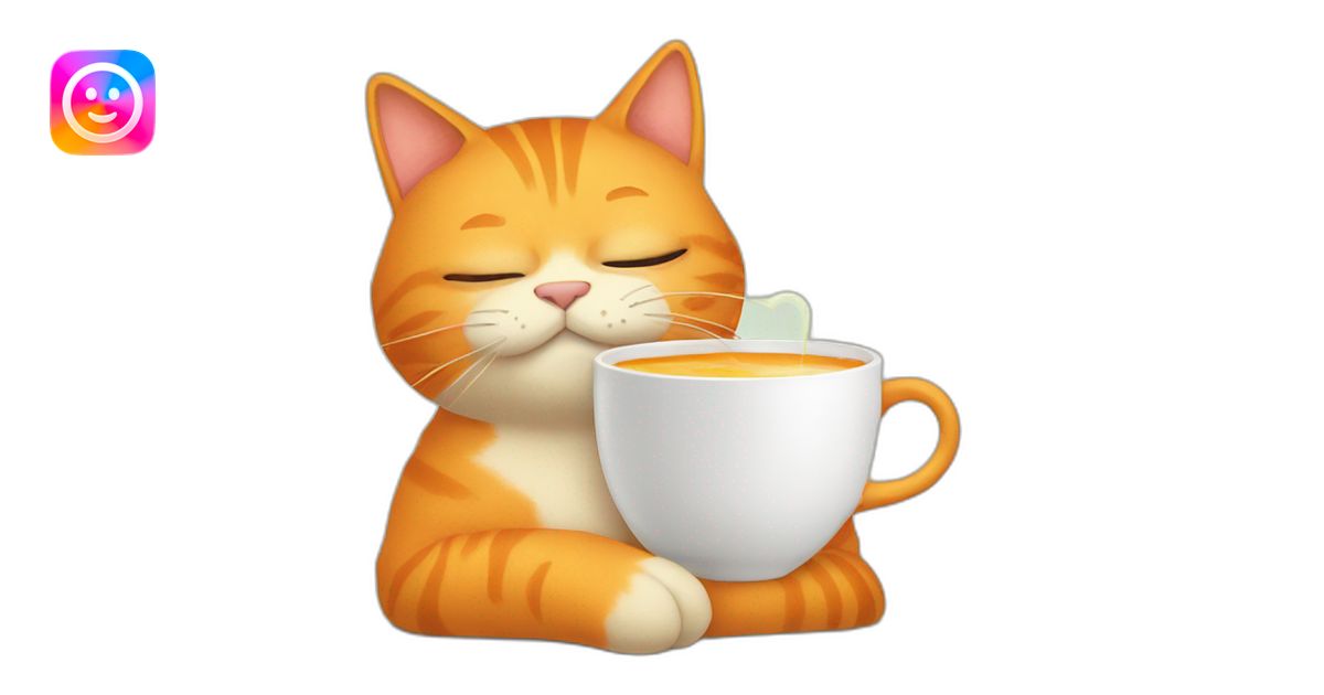 orange-cat-sip-tea emoji | AI Emoji Generator