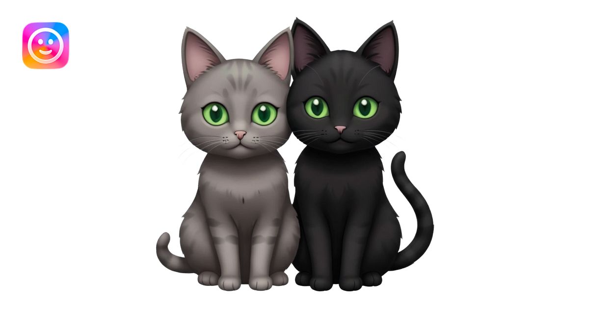 1 grey cat with pastal green eyes and 1 black with green eyes cat ...