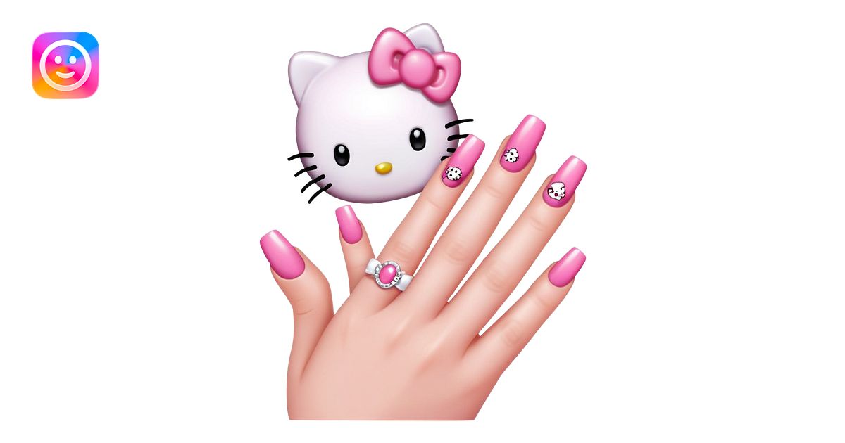 Cute hello kitty nails emoji | AI Emoji Generator