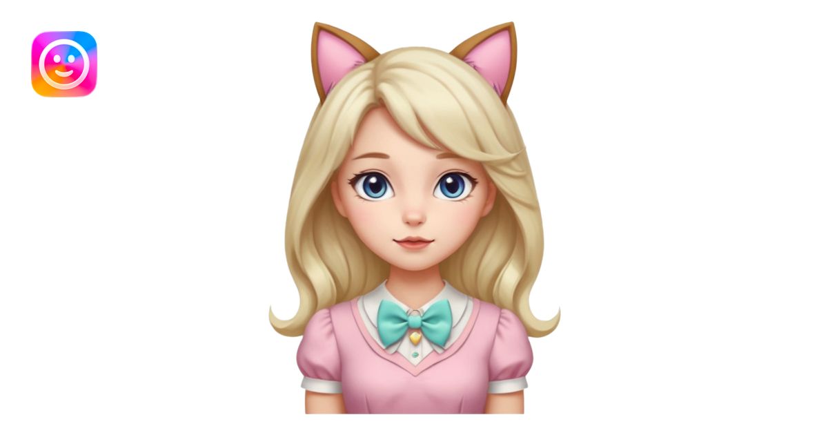 Gorgeous pastel anime style lady with blushing cheeks, cat ears, long ...