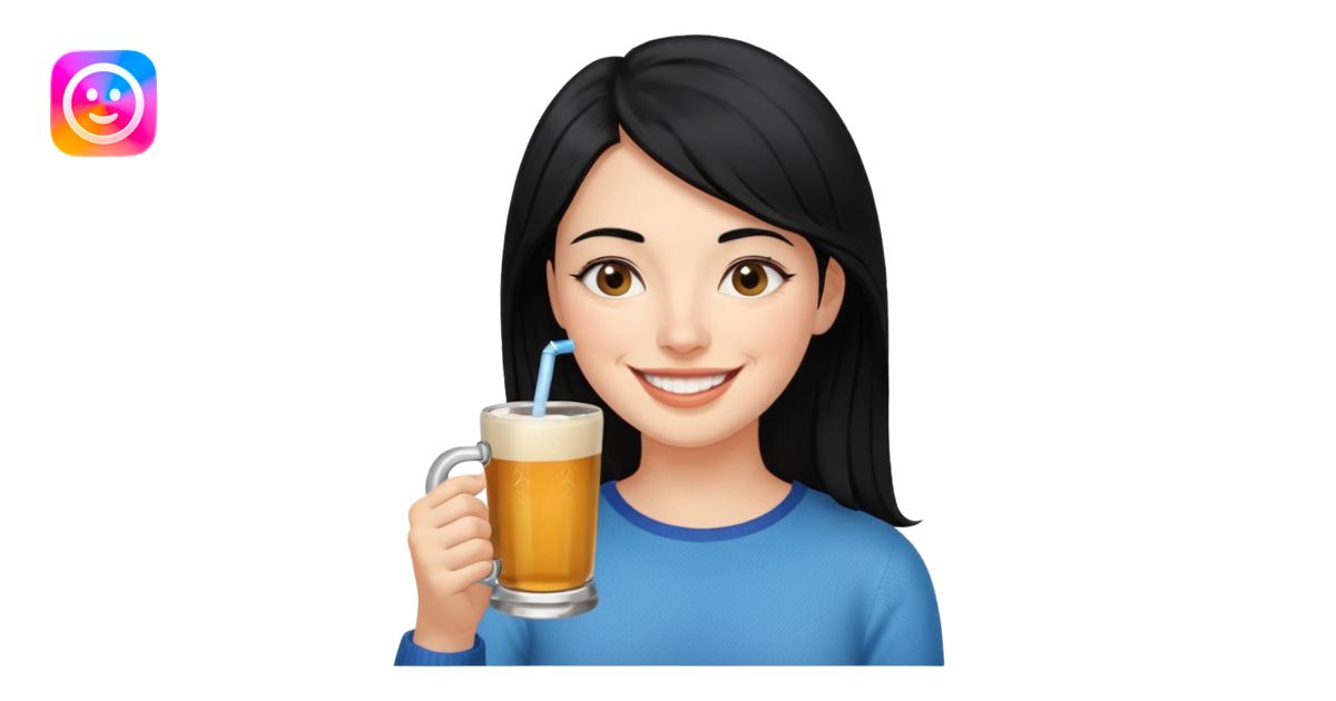 mujer de pelo negro tomando MATE argentino emoji | AI Emoji Generator