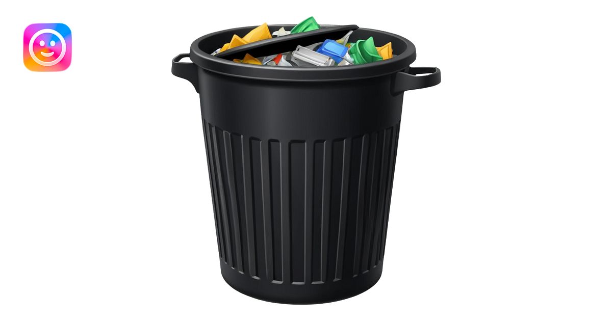 Black trash can with opened lid emoji | AI Emoji Generator