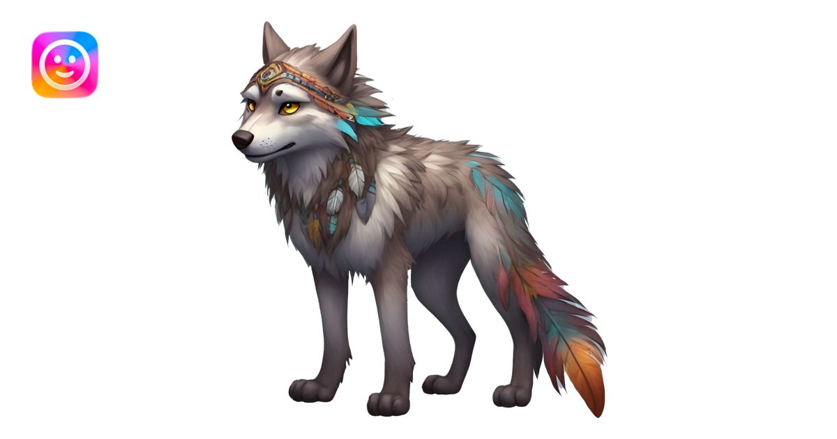 Anthro Fluffy Colorful Shy Spiritual Shamanic WereWolf-sona With Shiny ...