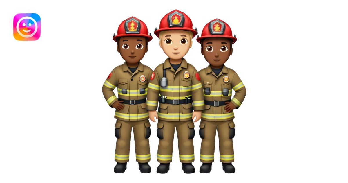 Three fireman standing together emoji | AI Emoji Generator