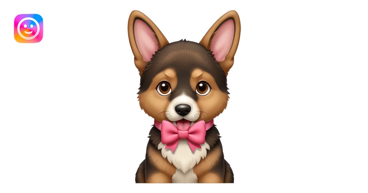 German shepherd puppy with a bow in the neck, like a gift. With the ...