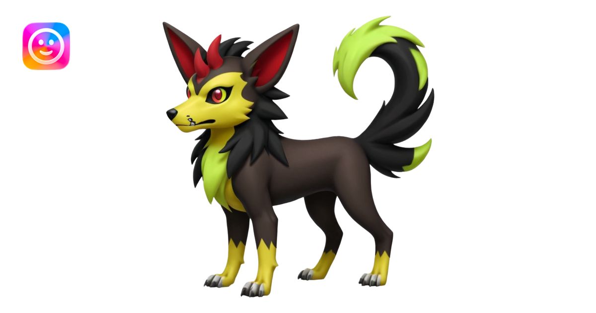 Hyper realistic skeletal black and neon green and neon yellow Poochyena ...