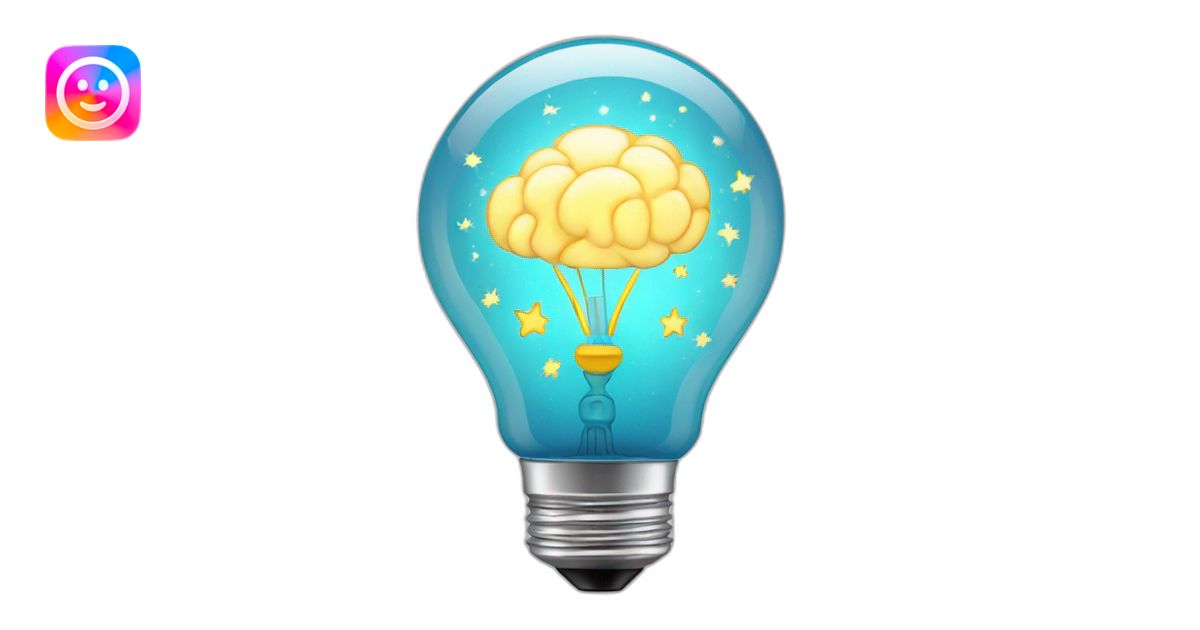 light bulb with little brain and stars inside emoji | AI Emoji Generator