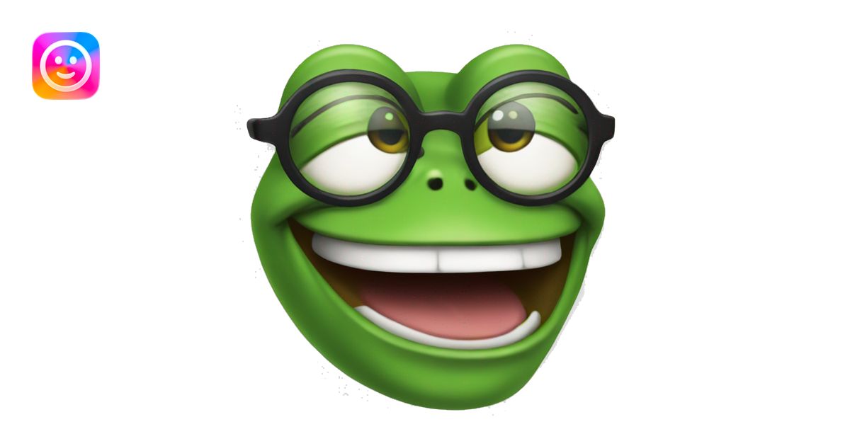 pepe the frog glasses big smile emoji | AI Emoji Generator