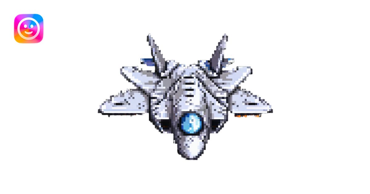 F-22 Raptor fighter jet, pixel art style, simplified, top-down view ...