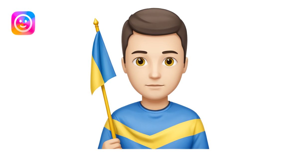 a Ukrainian man with the flag of Ukraine emoji | AI Emoji Generator