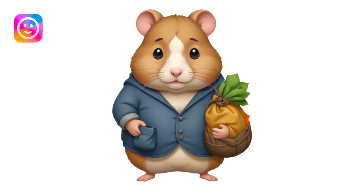 Fat cartoon-style hamster hobo carrying a bindle over its shoulder with ...