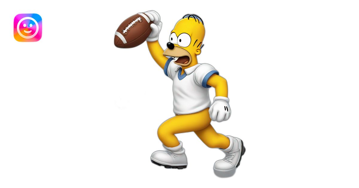 Mickey playing football with Homer Simpson emoji | AI Emoji Generator