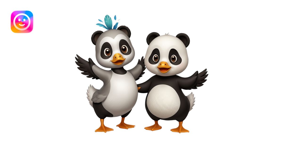 duck dancing with panda emoji | AI Emoji Generator