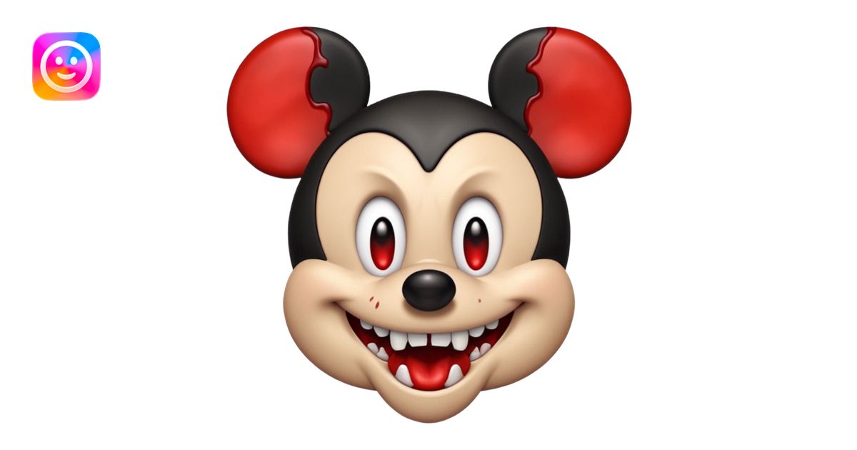 Evil mickey mouse with blood and angry emoji | AI Emoji Generator