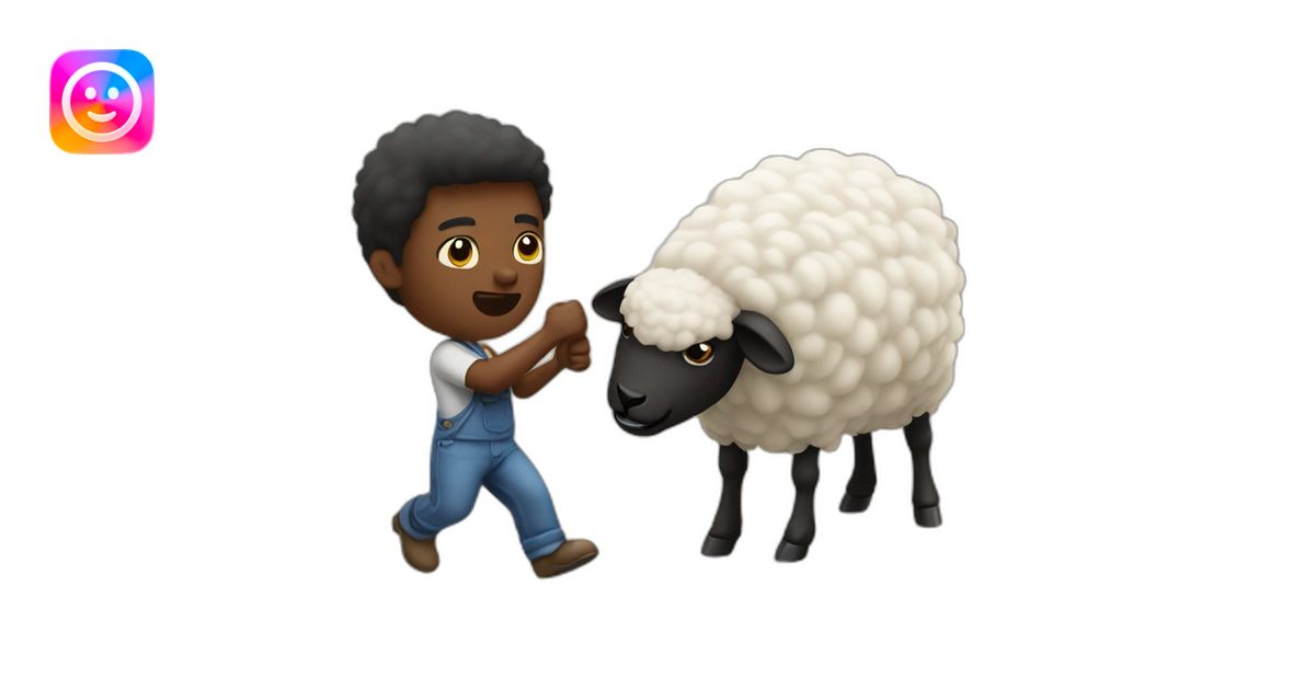 a black guy punshing a sheep emoji | AI Emoji Generator