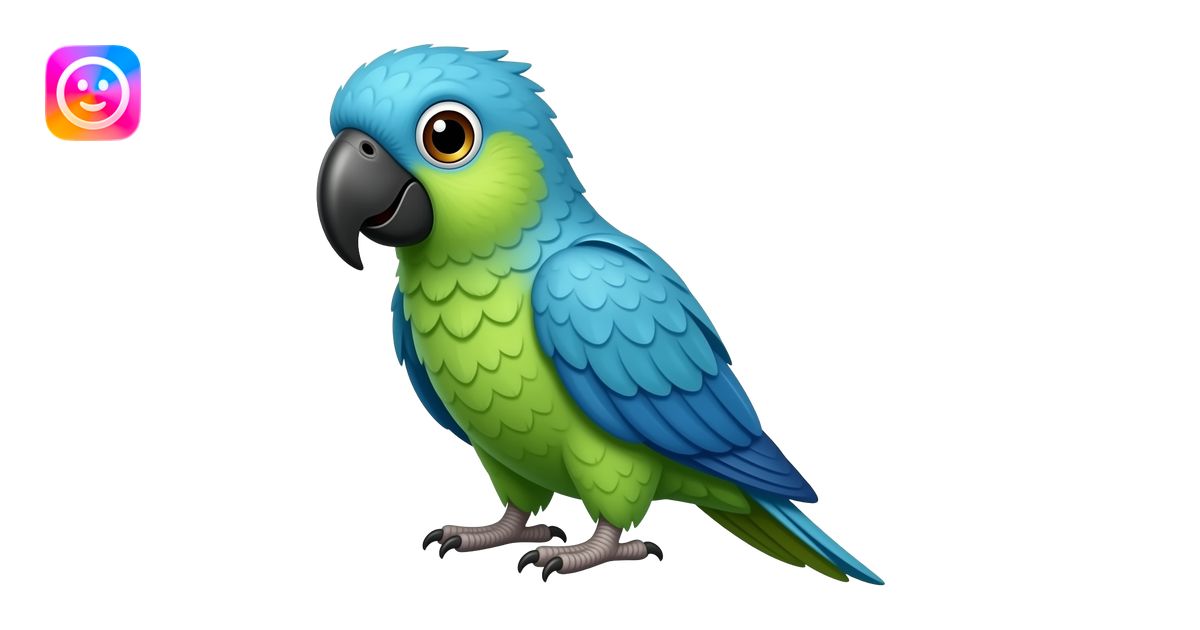 Perico azul con verde Lima kawaii emoji | AI Emoji Generator
