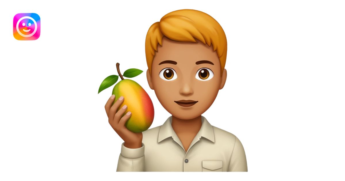 mango in white hand, android emoji style emoji | AI Emoji Generator