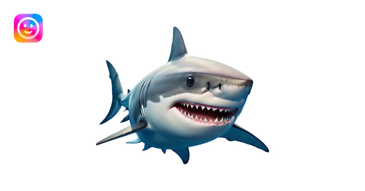 Cinematic Comical Great White Shark Portrait Emoji, Head tilted ...