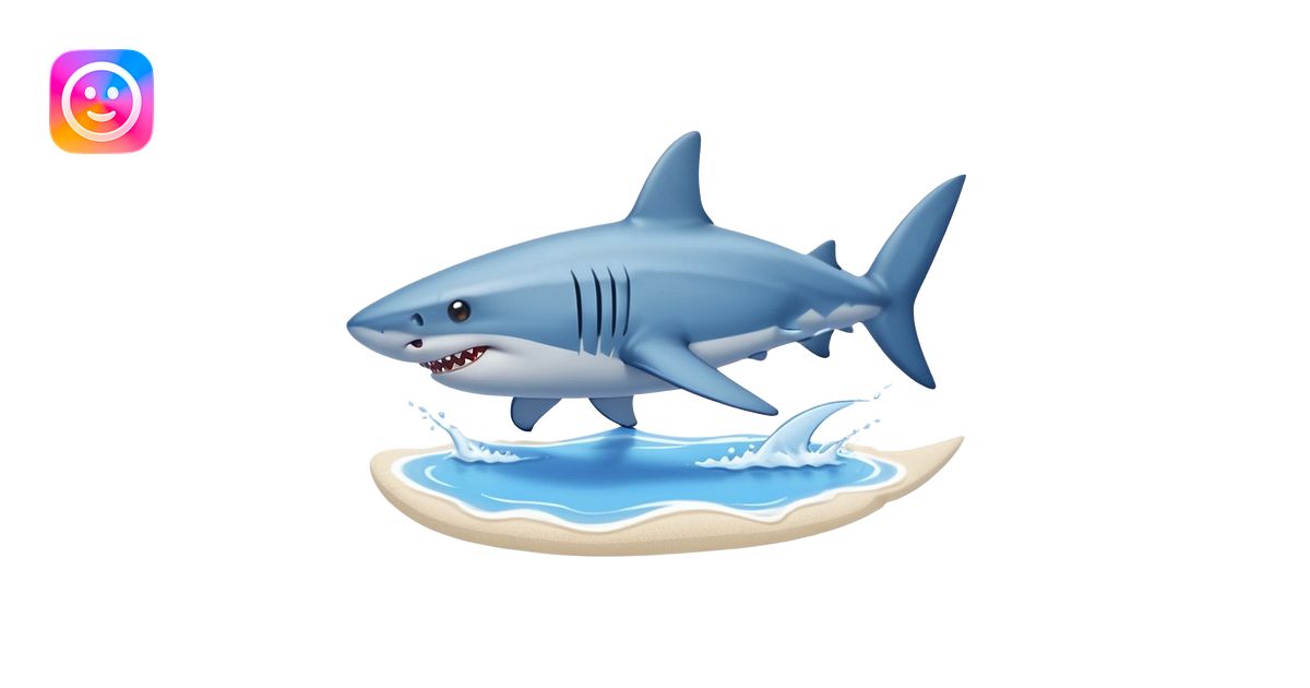 Shark with blue Nike shoes on a beach emoji | AI Emoji Generator