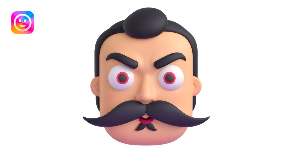 angry face with mustache emoji | AI Emoji Generator