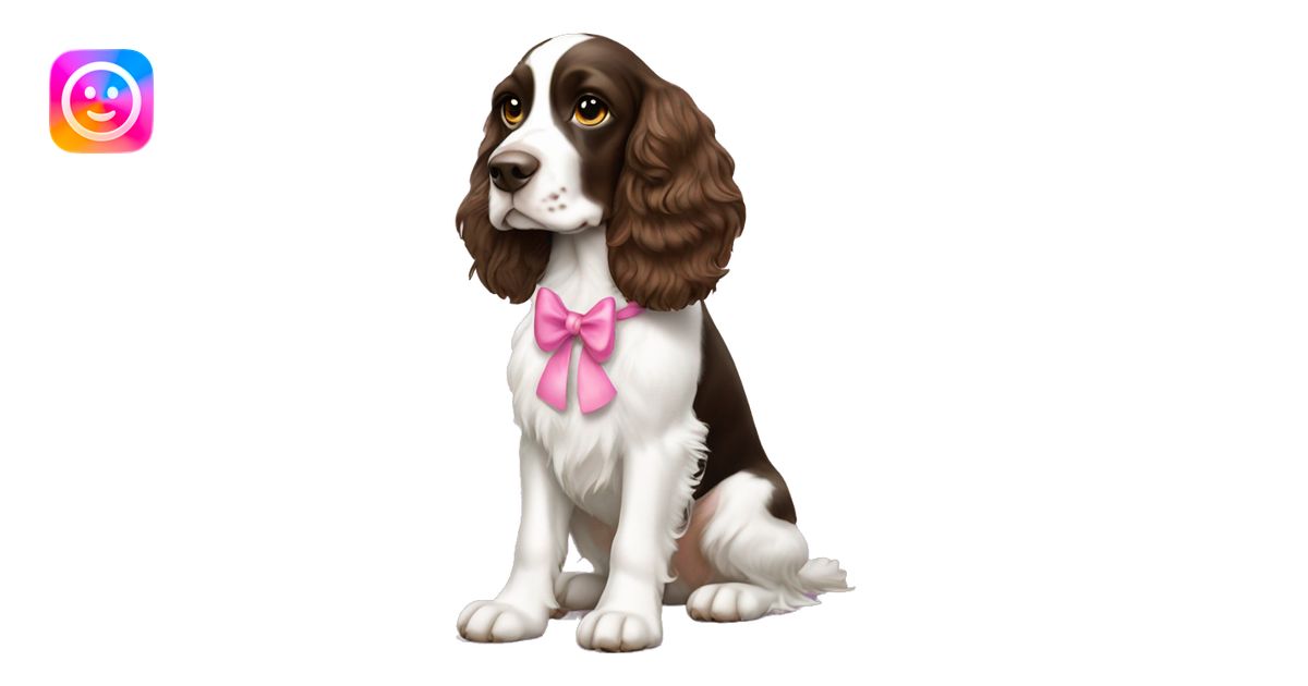 English springer spaniel with pink bow emoji | AI Emoji Generator