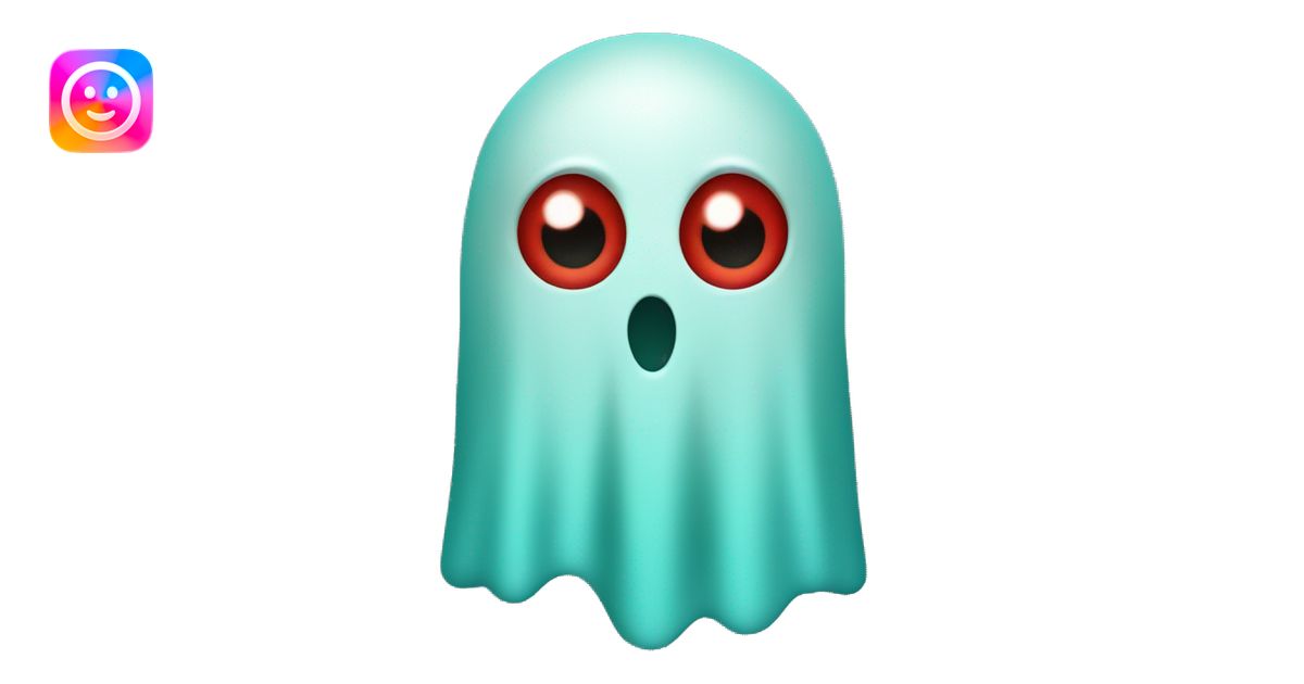 teal ghost wth hornsand red eyes emoji | AI Emoji Generator