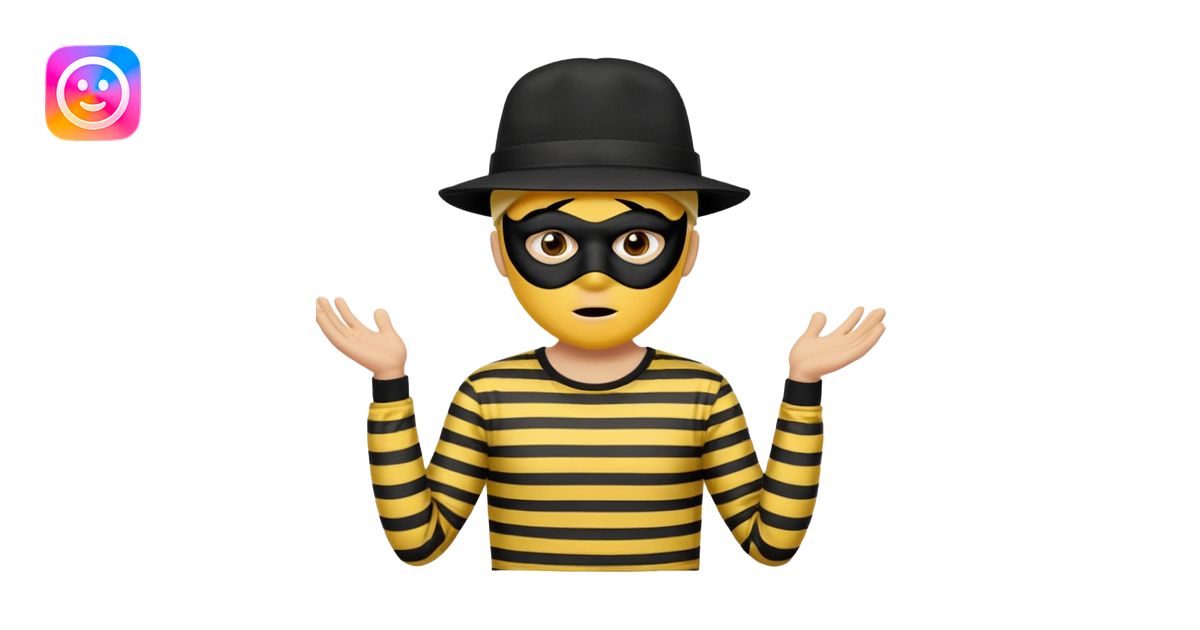 Shrugging shoulders emoji but wearing cliche robber outfit not holding ...