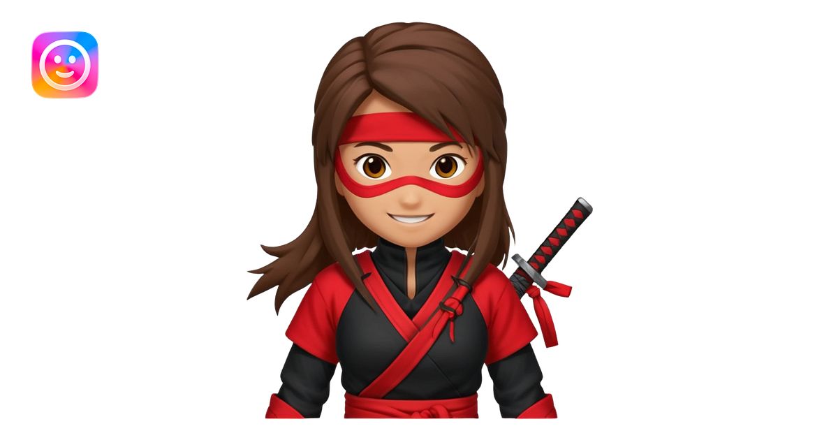 i need girl ninja smile with long brown hair emoji | AI Emoji Generator