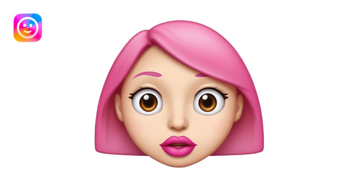 I want an emoji with the eyes looking to the side and with big pink ...