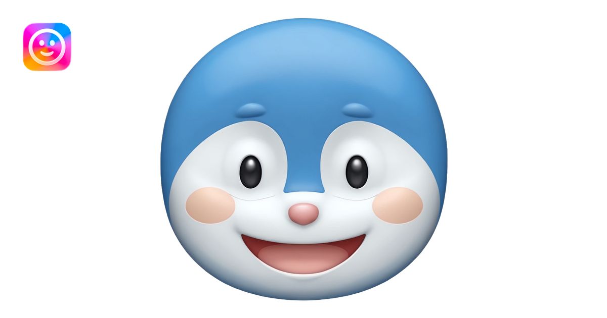 Perfect cartoon Doraemon face without ears and body emoji | AI Emoji ...